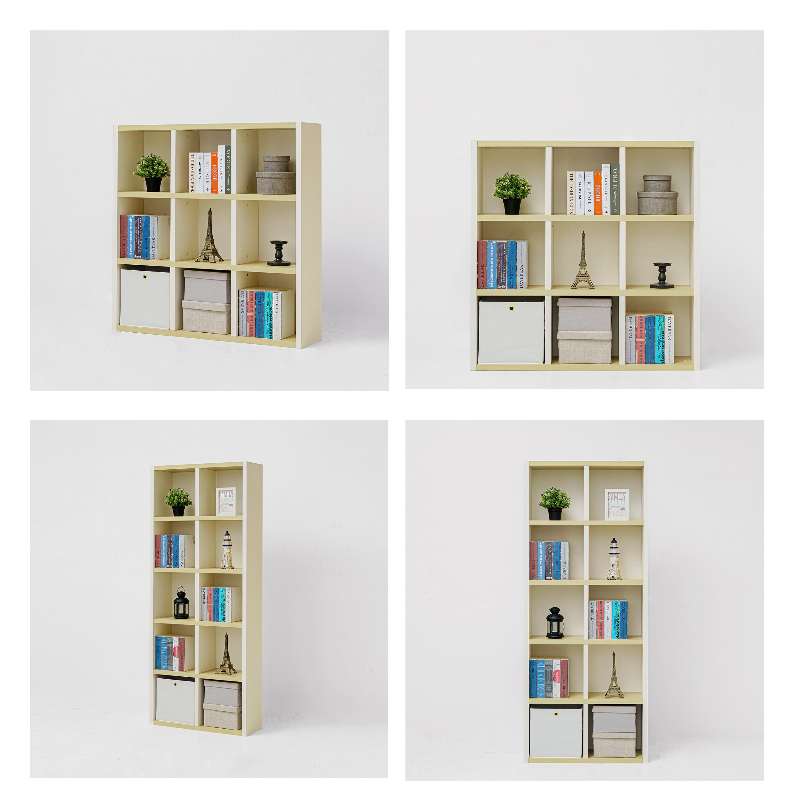 Edwin Bookcase Two Tone 3X5 (Ivory-Natural)