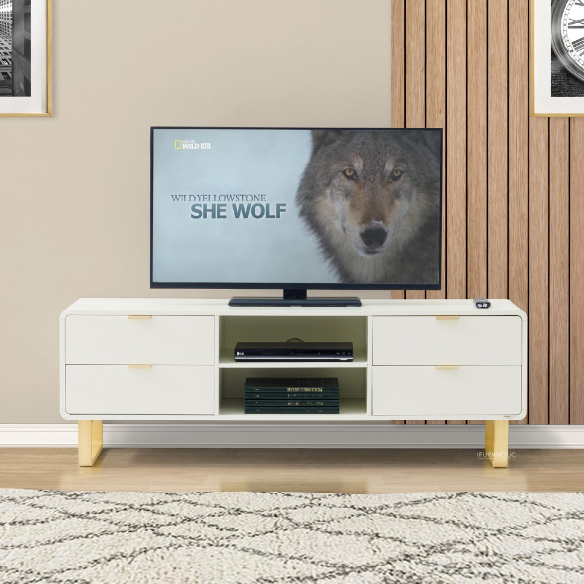Morgan TV Cabinet 140 (White-Natural)