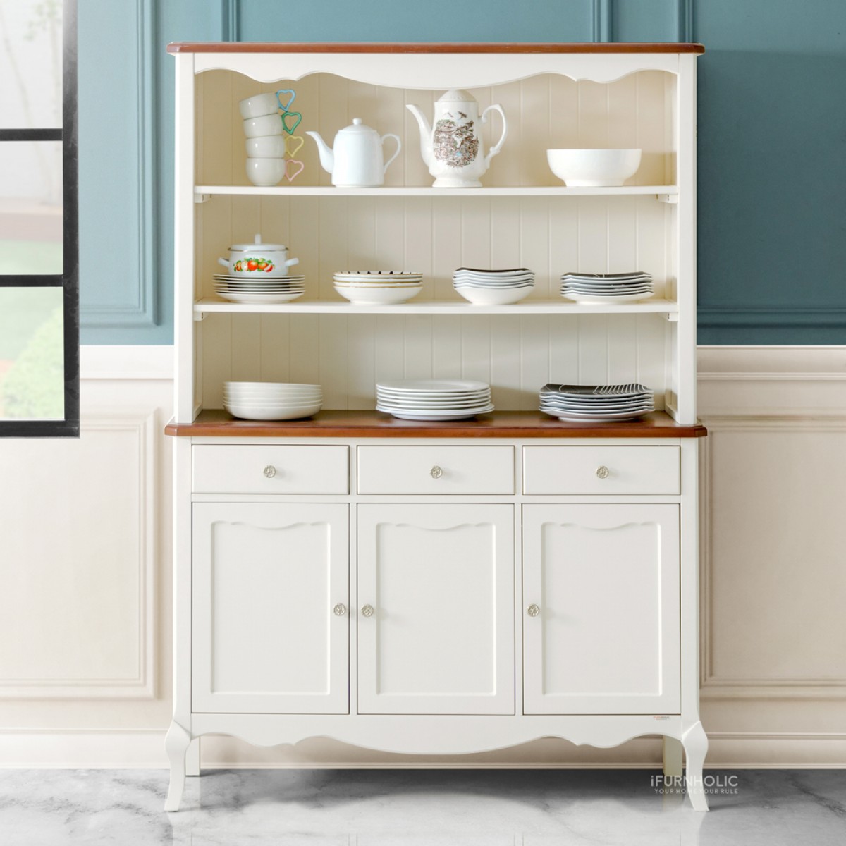 Baroque Hutch (Ivory-Brown)