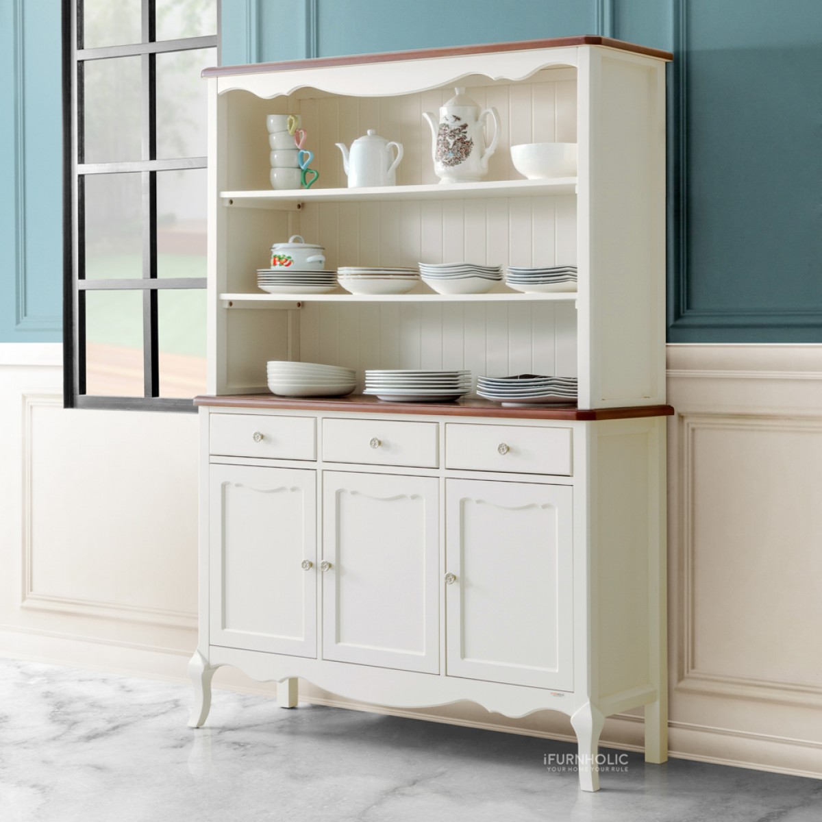 Baroque Hutch (Ivory-Brown)